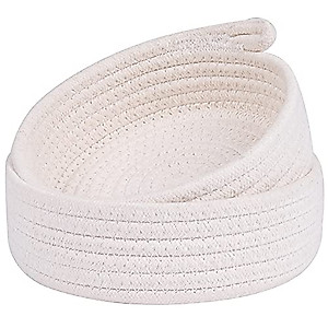 LixinJu Small Basket Small Baskets for Organizing Small Rope Basket Small Woven Basket Set of 2 Key Basket Round Mini Storage Bins for Bathroom Desk Organizer Gifts, XS White