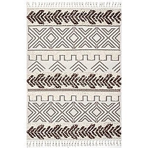 nuLOOM Helena Tribal High-Low Area Rug, 5' 3" x 7' 3", Brown
