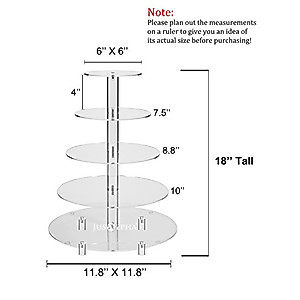 Jusalpha 5 Tier Round Acrylic Cupcake Stand-Cake Stand-Dessert Stand, Cupcake Tower 5RFs (5 Tier with Base)