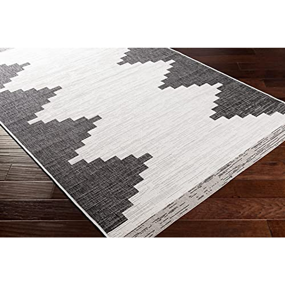 Mark&Day Outdoor Rugs, 8x10 Wolfheze Modern Indoor/Outdoor Black Area Rug, Black Beige Carpet for Patio, Porch, Deck, Bedroom, Living Room or Kitchen (7'10" x 10'2")