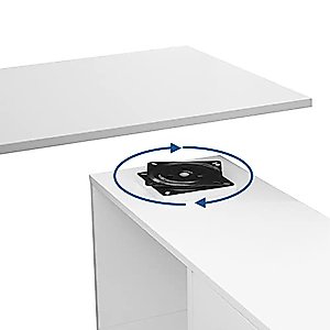 VANSPACE L-Shaped Rotating Computer Desk 68 inch with Storage Shelves Home Office Corner Desk with Drawers and File Cabinet Multipurpose Study Writing Table for Bedroom Small Space White
