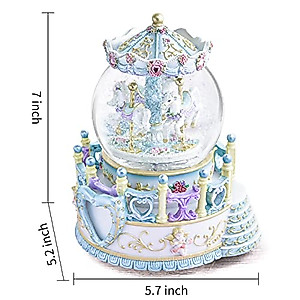 Carousel Horse Music Box Gifts - Merry Go Round Snow Globe for Girls Women Wife Mom Daughter Valentine Anniversary Christmas Birthday Present Play You are My Sunshine
