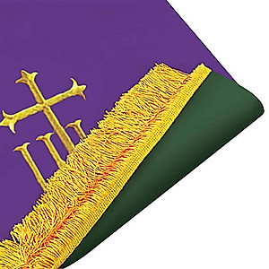 Murphy Robes Scarves-Reversible Lectern Banner Sanctuary Pulpit Scarf, 17 x 36-Inch, Green/Purple-IHS/Trefoil IHS on Cross