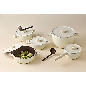 Dr.HOWS Lumi Ceramic Nonstick Pot with Lid 8 inch - Large Pot for Cooking with Rubber-Coated Handles, PFOA-Free - For Induction, Ceramic, Electric, Halogen and Gas Cooktops