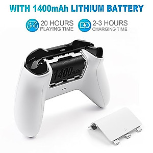 Xbox Controller with 1400mAh Lithium Battery, Xbox One Controller with 2.4GHz Wireless Adapter, Wireless Xbox Controller Compatible with Xbox One, Xbox Series X/S, Xbox One X/S Consoles and PC