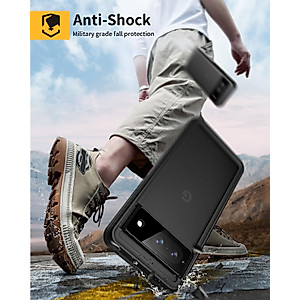 Lanhiem Pixel 8 Case, IP68 Waterproof Dustproof Case with Built-in Screen Protector, Rugged Full Body Shockproof Protective Clear Cover for Google Pixel 8 6.2 Inch, Black