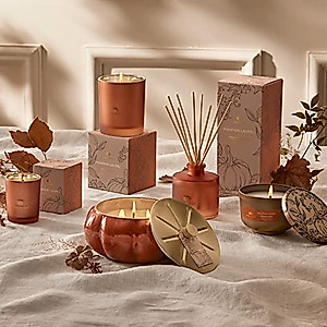 Thymes Pumpkin Laurel Statement Large Candle - Scented Candle with Notes of Nutmeg, Cinnamon, Clove, Pumpkin, and Orange Peel - Luxury Home Fragrance - Burnt Orange Pumpkin-Shaped Candle (15 oz)