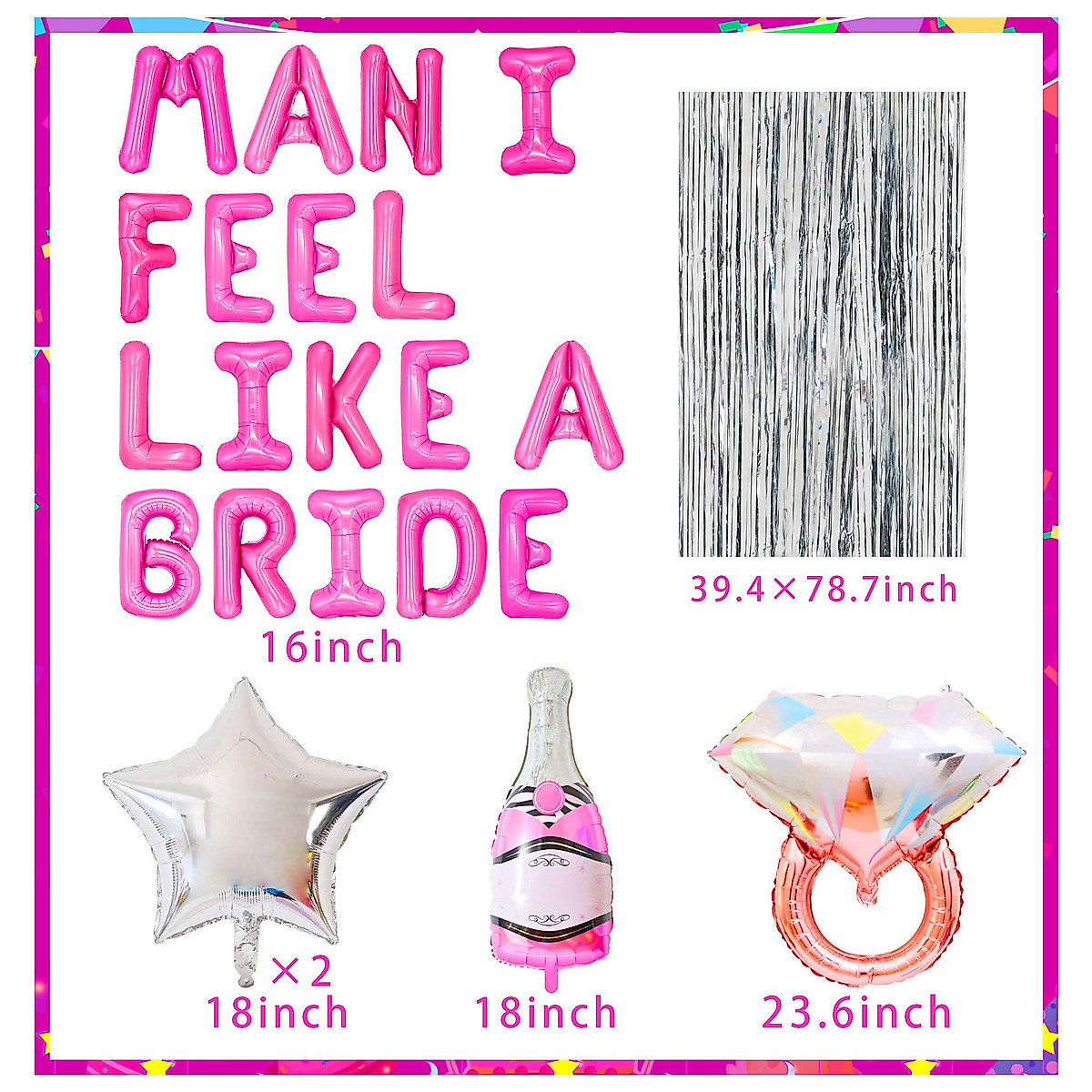 JeVenis Man I Feel Like a Bride Banner Balloons for Western Cowgirl Last Rodeo Hoedown Nash Bash Nashville Bachelorette Party Decorations