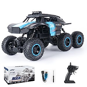 RC Car Crawler Hobby Truck 6WD 1:12 Large Scale Remote Control Car Off Road Climbing Vehicle Toy with Big LED Light Super Powerful Monster Truck, All Terrains Remote Control Car for Kids Adults