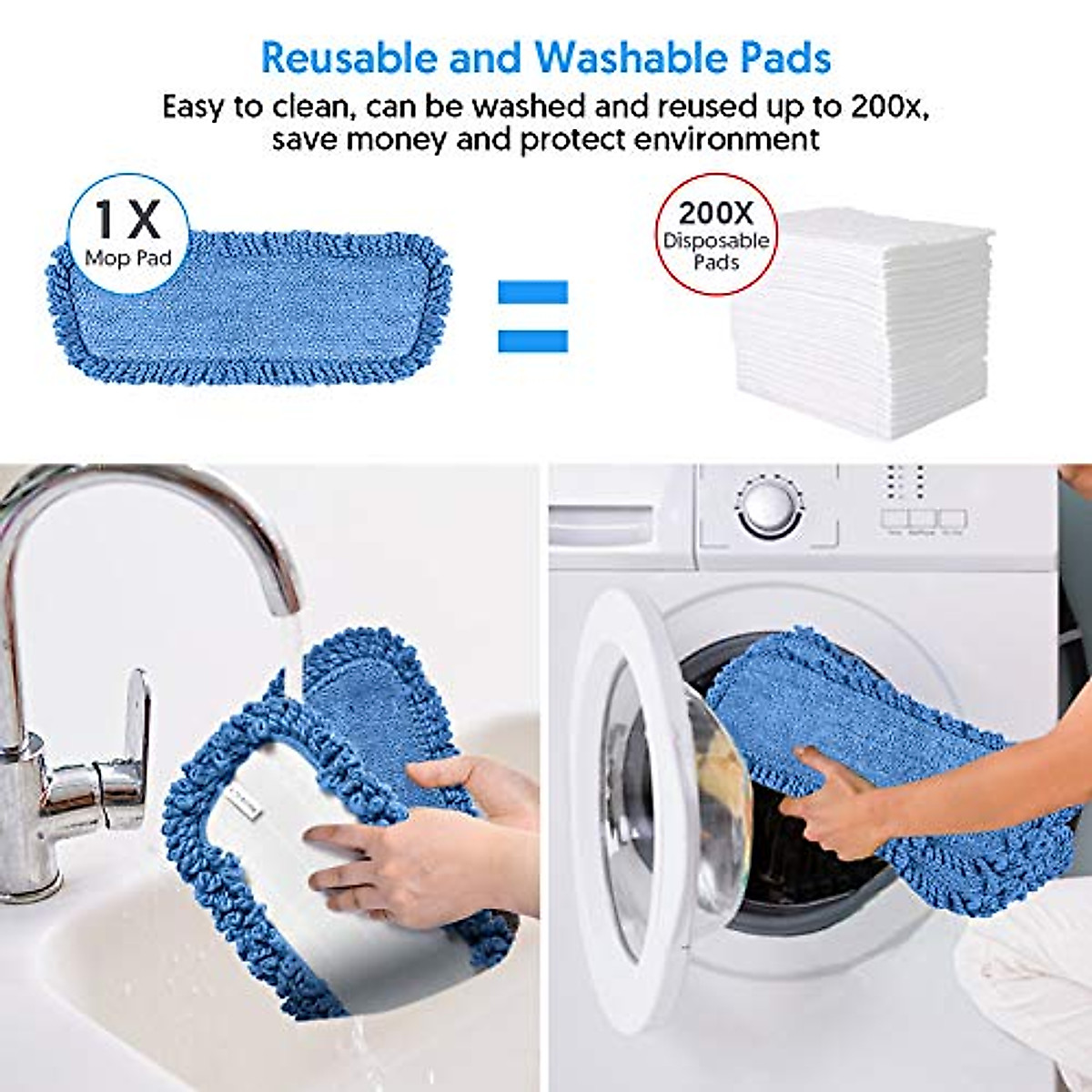 MANGOTIME Microfiber Spray Mop for Floor Cleaning - Hardwood Floor Mop Dry Wet Mop for Hardwood Wood Laminate Tile Vinyl Kitchen Dust Mop with 3 Reusable Washable Mop Pads 410ml Refillable Bottle