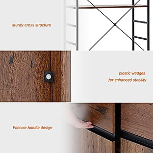 WAMPAT 2 PCS of 73" Tall Bookshelf with Storage Cabinet，5 Tier Industrial Standing Display Bookcase for Home & Office