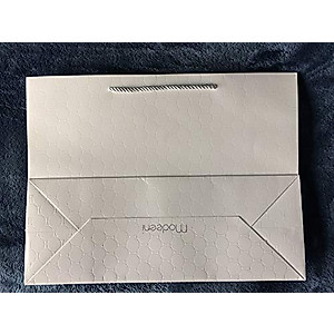 MODEENI Extra Large White Gift Bags with Handles 16x6x12 White Paper Bags 16x12 Euro Tote Big Shopping Boutique Bags 10 Pack XL Luxury Wedding Bag with Silver Handles