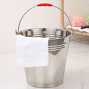 Tofficu Stainless Steel Milk Bucket with Lid Handle, Milk Pail Bucket Milk Can Tote Jug Ranch Milking Bucket Livestock Care Supplies 22CM