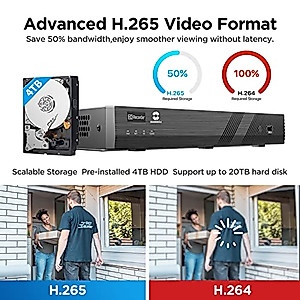 GWSECU 16 Camera Security Systems PoE, 4K 16CH H.265 NVR with 4TB HDD, AI Human Vehicle Detection, 16x 4K Wired Commercial IP66 IK10 Vandal Dome Microphone IP Cameras 2.8mm Lens, G81616VD54