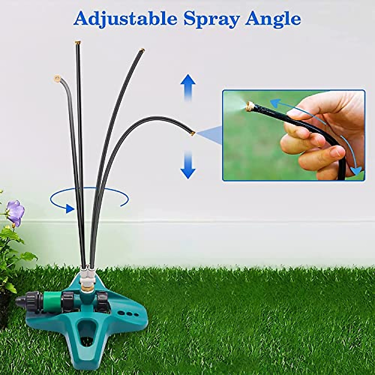 Standing Misting Cooling System 26.2FT (8M) Misting Line + 4 Brass Nozzles, Stand Mister Hose for Outside Outdoor Patio, Portable Mist Sprinkler, Garden Watering, Pet Cooling, Kids Water Playing