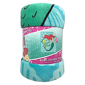 Jay Franco Disney The Little Mermaid Spirit of The Sea Sherpa Throw Blanket - Measures 50 x 60 inches, Kids Bedding Features Ariel - Fade Resistant Super Soft - (Official Disney Product)