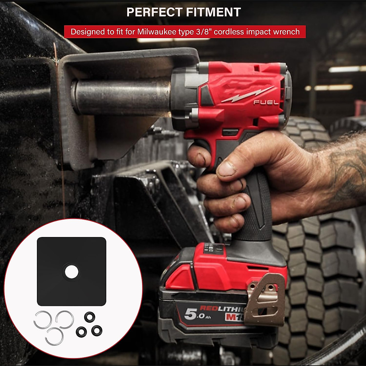 Bzsunway 3/8" Impact Wrench Retaining Ring Clip with O-Ring Compatible with Milwaukee Type (3 Sets)