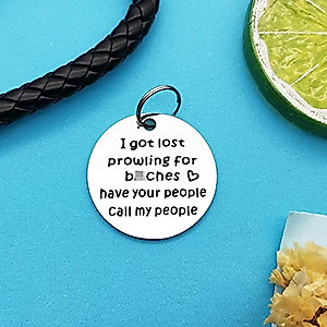 Funny Pet Tag Dog Collar Tag Dog Cat Pet ID Tag Pet Owner Gift I Got Lost Prowling Have Your People Call My People Keychain Puppy ID Tag for Dog Cats Owner