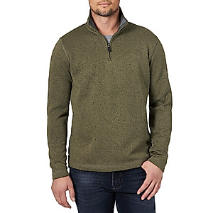 Wrangler Authentics Men's Long Sleeve Fleece Quarter-zip, Olive NIght, Large
