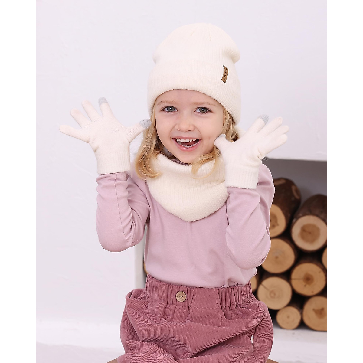 Toddler Beanie and Gloves for Boys Girls Kids Winter Hats and Gloves Set Baby Knit Beanies