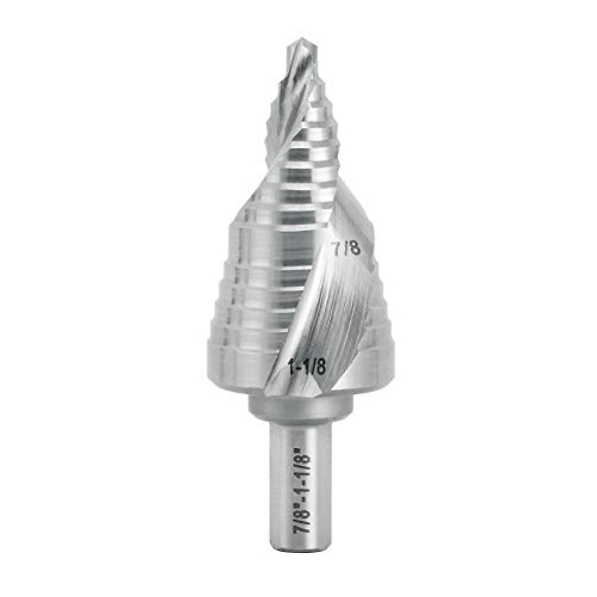 ACTOOL Industrial HSS Step Drill Bit 7/8 inch to 1-1/8 inch with 3/8 inch Shank, Double Spiral Flute