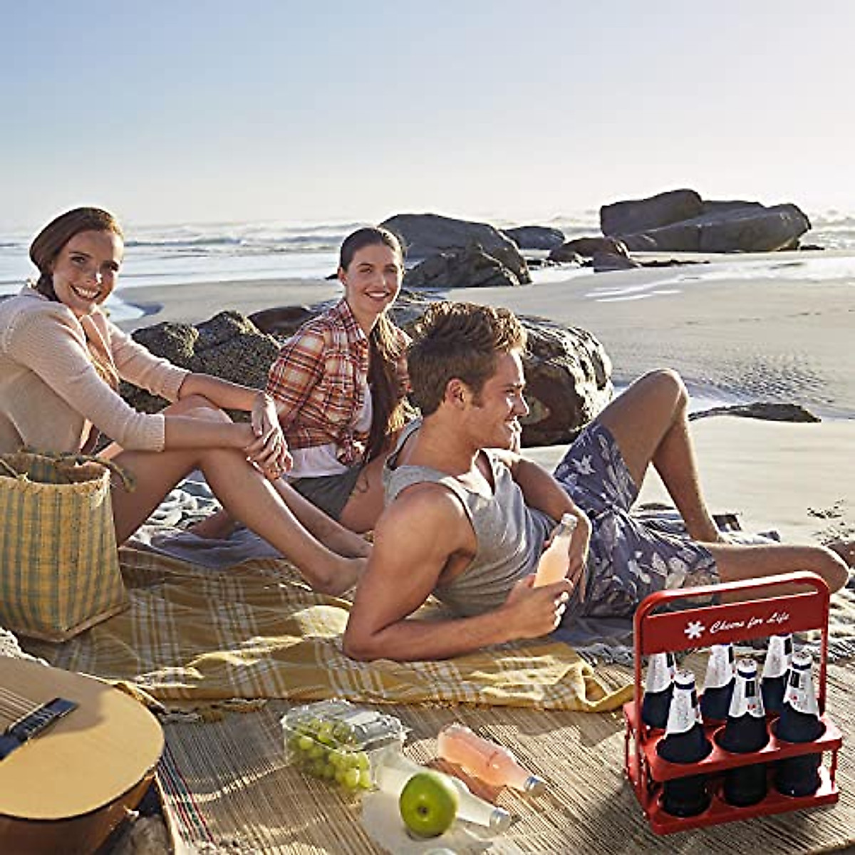 Casethrone Reusable 6-Pack Beer Bottles Foldable Plastic Drink Carrier for Grubhub Doordash Postmates Drivers, Beverage Delivery Holder