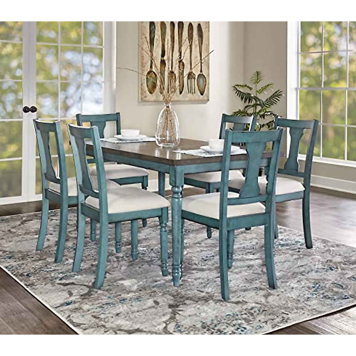 Powell Furniture Willow Dining Table, Multicolor, 35.1/2" x 59" x 30.1/4"