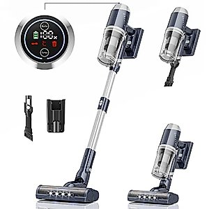ORFELD Cordless Vacuum Cleaner, 33Kpa Stick Vacuum, Smart LED Touch Screen Cordless Vacuum, Max 60mins Runtime, 6 in 1 Lightweight Handheld Quiet Vacuum Cordless for Pet Hair, Carpet & Hardwood Floor