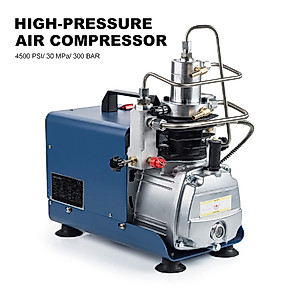 CREWORKS High-Pressure Electric Air Compressor Pump with Pressure Gauge, 4500 PSI/30 MPa /300 BAR Air Pump for Air Rifle PCP Airgun Paintball Scuba Fill Station for Fire Fighting and Diving