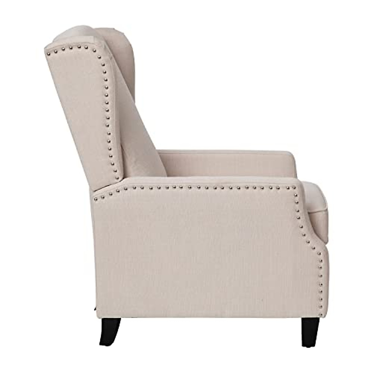 Flash Furniture Prescott Polyester Fabric Upholstered Slim Wingback Recliner, Modern Pushback Recliner Chair with Pocket Spring Seat, Cream