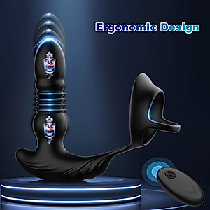 Sex Toys for Men Anal Plug - Krumppo Adult Toys Thrusting Prostate Massager with Cock Ring, Anal Toys APP Remote Control Anal Vibrator Butt Plug Sex Toys for Men, Anal Sex Toys for Men Couples