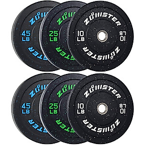 Bumper Plate Olympic Weight High Bounce with Steel Insert Strength Training Lifting (160LB Set)