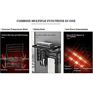 ZJDYDY Wall Mounted Heated Towel Rack with Top Shelf, Towel Warmer for Bathroom with 5 Bars, Electric Heated Towel Rail Storage Holder for Kitchen Bathroom Hotel Towel Warmers for Bathroom