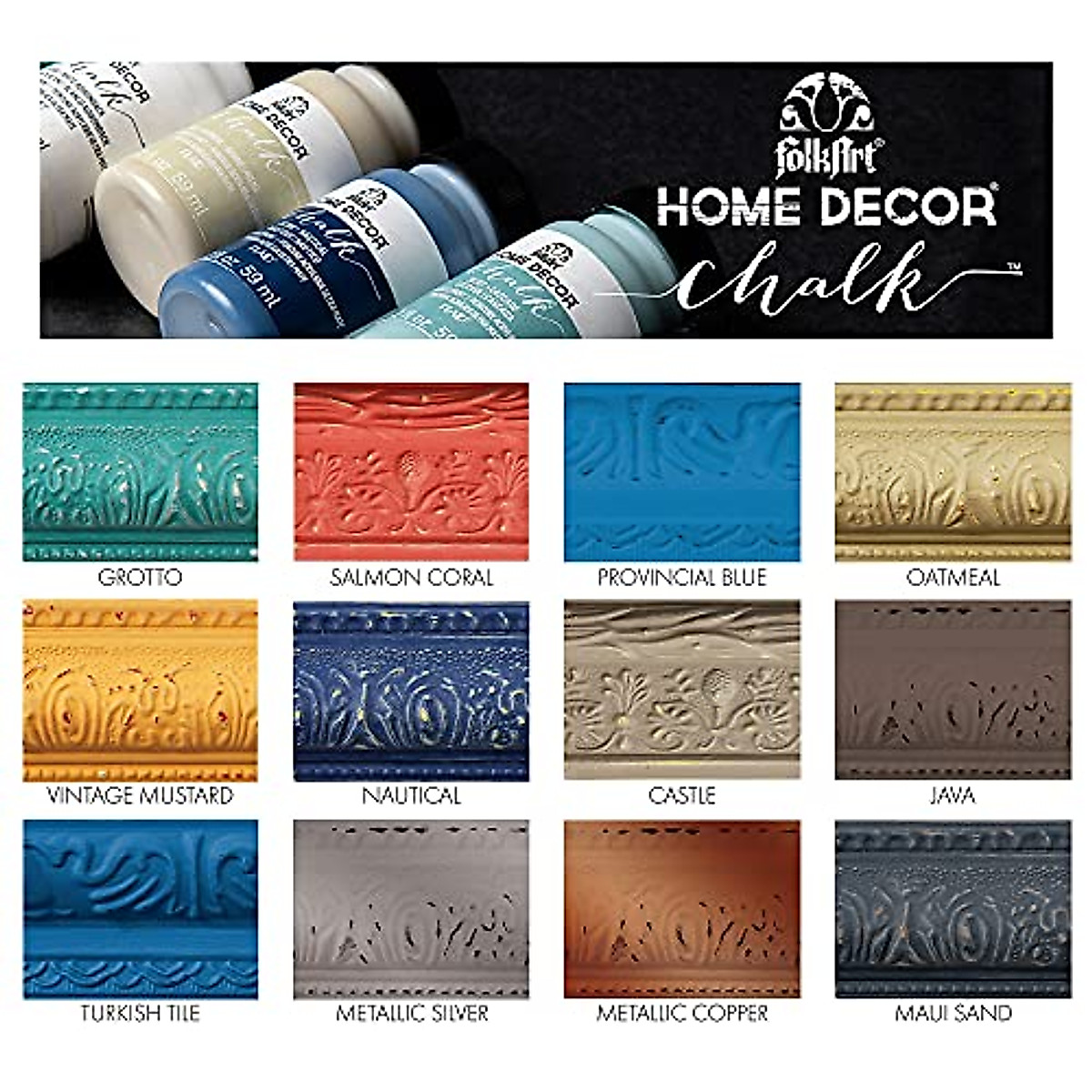 FolkArt Home Decor Ultra Matte Chalk Finish Acrylic Craft Paint Set Formulated for No-Prep Application, Designed for Beginners and Artists