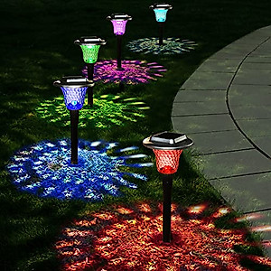 UMICKOO Solar Outdoor Lights Garden, Color Changing Solar Lights Colorful Bright Glass Pathway Lights,Waterproof Solar Powered Landscape Path Lights for Lawn Walkway Yard Decorative