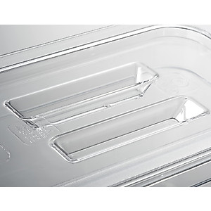 CURTA 6 Pack Food Pan Lids, 1/6 Size Polycarbonate Cover with Handle, Plastic Clear