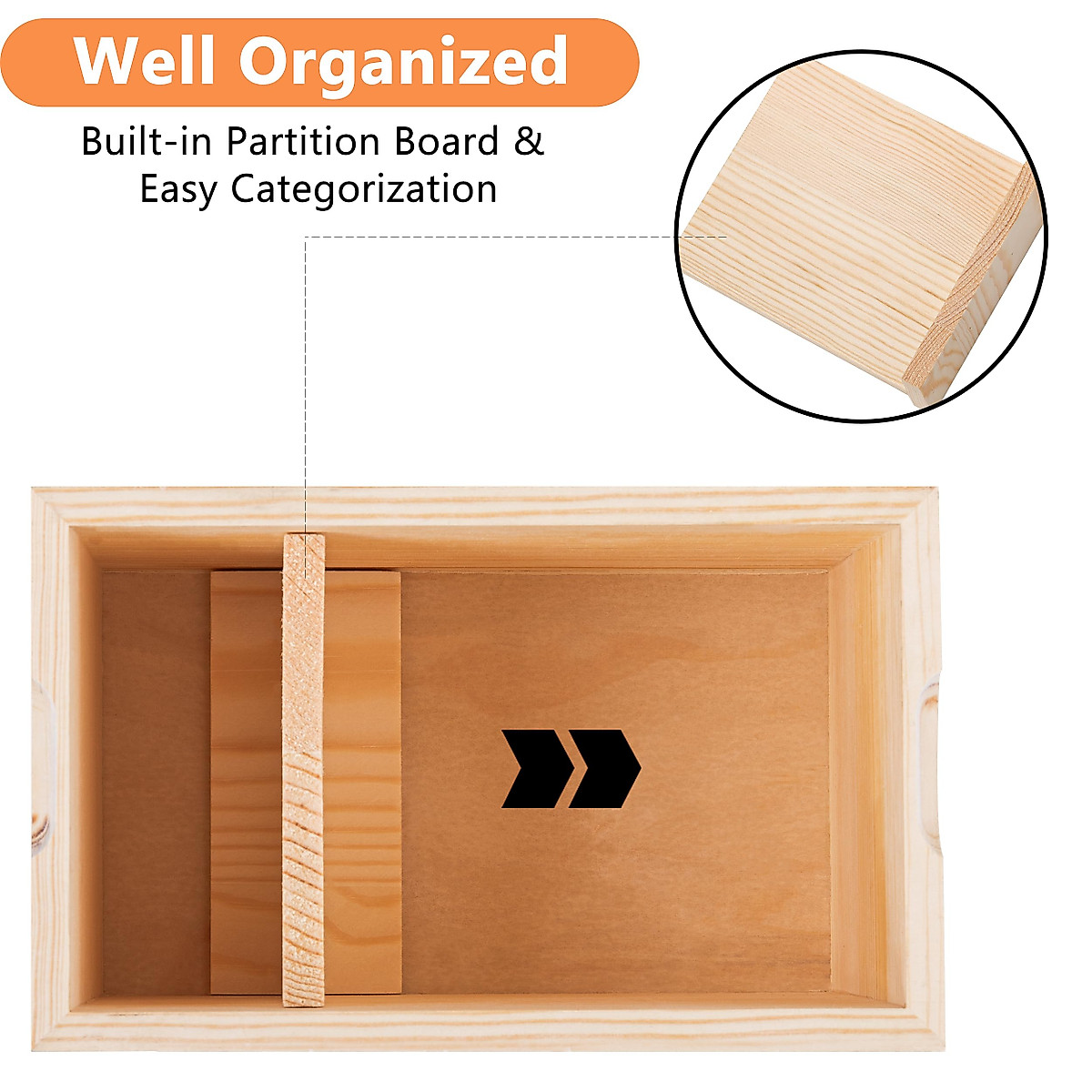 GMFINE Wooden Tampon Holder for Bathroom with Vanity Tray Lid, Feminine Product Organizer Shark Week Tampon Storage Box Container, Pad and Tampon Bathroom Organizer, 8" L x 5" W x 6.5" H (Shark Week)