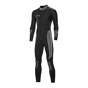 ZCCO Men's 5mm Neoprene Wetsuit - Ultra Stretch Full Body Diving Suit with Front Zip for Snorkeling, Scuba Diving, Swimming and Surfing (MF502-4XL)