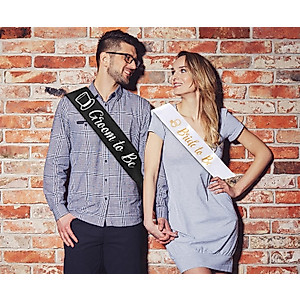 Bride to Be & Groom to Be Sash Set - Bachelorette Party Supplies Engagement Party Favors | Bridal Shower Sashes Bachelor Decorations Just Married Gift Engaged Decor Accessories Wedding Gifts