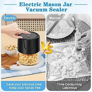 Aizilasa Electric Mason Jar Vacuum Sealer, Vacuum Sealer for Canning Jars Freeze Dried Food Storage, Jar Vacuum Sealing Machine with 5 Regular & 5 Wide Mouth Mason Jar Sealer Lids