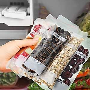 Fuyoooo 200 Count 2.4 x 5.9 Inch Portion Control Storage Bags Plastic Clear Reclosable Zip Poly Bags with Lock Seal Zipper 1 Full Cup Measurement Lines Easy Macros for Nuts Sweets Supplements