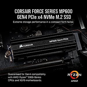 Corsair Force Series MP600 1TB M.2 NVMe PCIe Gen4 2 SSD (Up to 4,950MB/s Sequential Read and 4,000MB/s Sequential Write Speeds, High-density 3D TLC NAND, Up to 1,800TB Written) Black