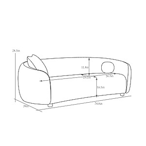 Pasargad Home Zarina Upholstered Modern Loveseat with 2 Pillows Included, Ivory