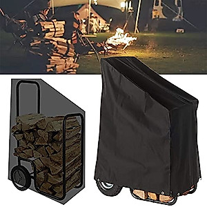 COOSOO Firewood Log Cart Cover Only Waterproof Heavy Duty Outdoor Firewood Protector with Zipper Wood Rack Storage Cover