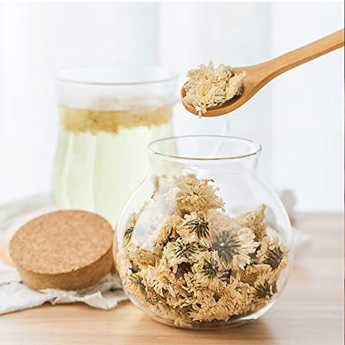 Snminetal 17oz Glass Jar Storage Containers,Wedding Candy Jar Kitchen Canisters, With Cork Airtight Lid, Perfect For Tea, Biscuits, Cereals, Flour, beans, Spices, Coffee Beans (2PCS)