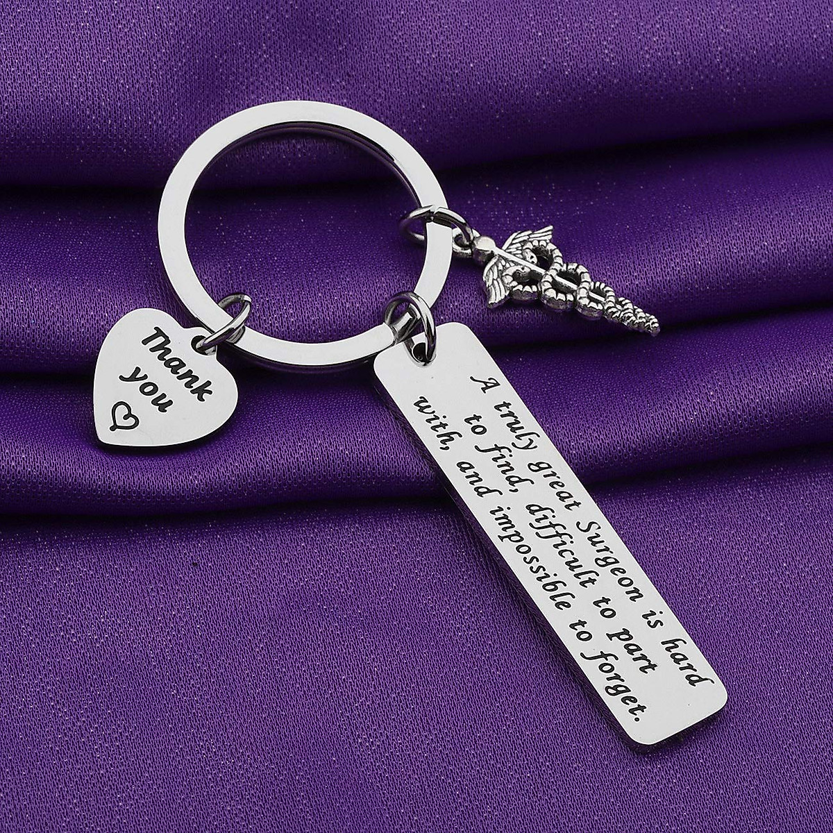 PENQI Surgical Tech Keychain Surgery Tech Jewelry A Truly Great Surgeon is Hard to Find Difficult to Part With Keychain Technologist Thank You Appreciation Gift (sliver)