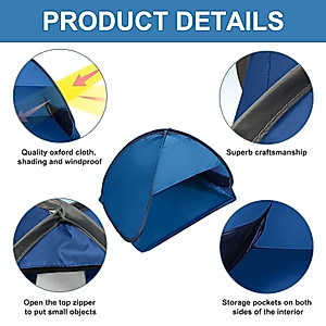 HACRAHO Beach Sun Shelters Pop Up Beach Tent, 1 PCS Portable Sun Shelter Tent for Anti-UV Windproof Camping Picnic Tent Small Dogs Cats and Other Small Pets, Blue