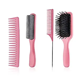 4Pcs Paddle Hair Brushes,Women Detangling Hair Comb Set,Suitable for Kids Girls Long Curly Wet or Dry Hair,Hairbrush for Men Short Thick Thin Wavy Hair