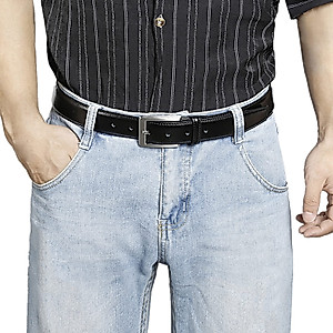 XOUXOU Men's Casual Leather Jeans Belts Classic Work Business Dress Belt with Prong Buckle for Men (Black (S101), 36 (Waist 34))