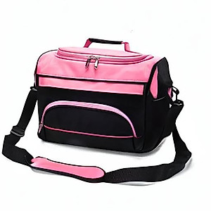 MAXPAND Small Hairdressing Tool Bag Hairdresser Bag with Shoulder Strap Cosmetics Beauty Hairstylist Bag Hair Makeup Salon Organizer Bag with YKK Zipper (PINK), 13.8" x 8.7" x 9.5"